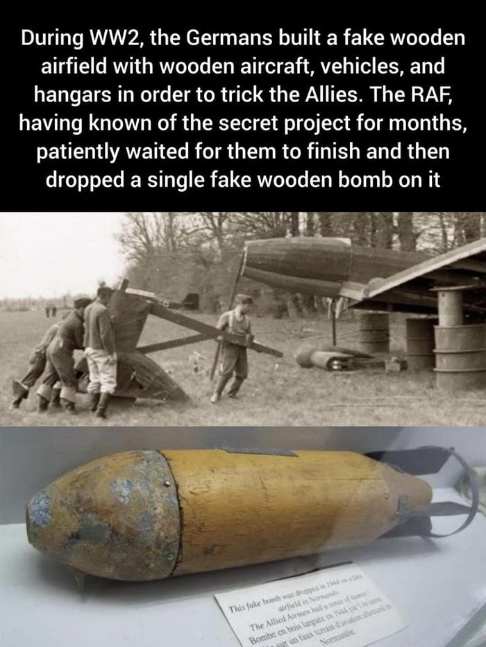 The British dropped a wooden bomb on a German decoy wooden airfield. - 9GAG