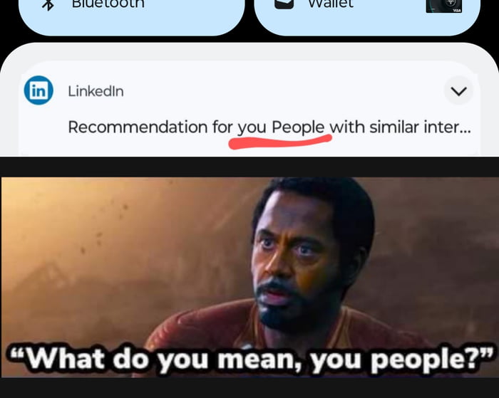 You people? Yeah WTF LinkedIn? What do you mean "you people"? - 9GAG