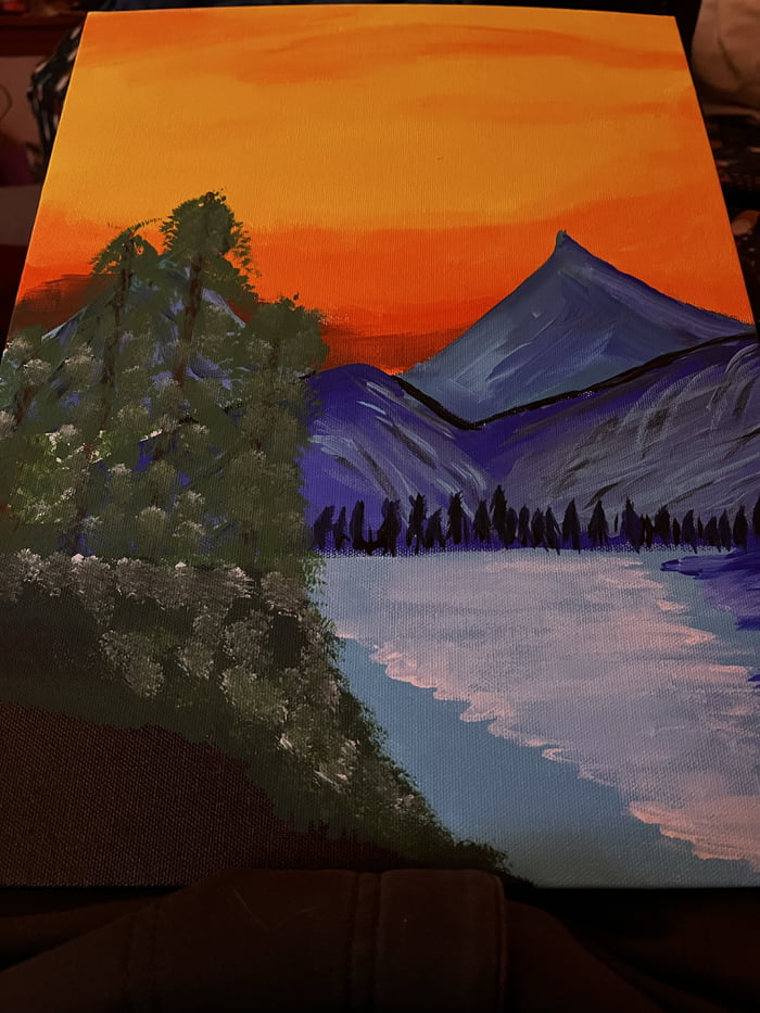 My first free hand landscape painting. - 9GAG