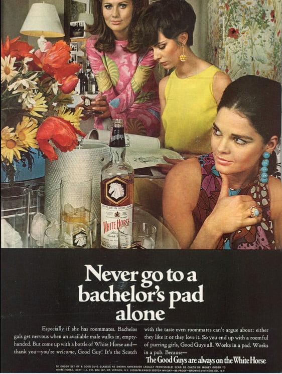 See if you can name the three women in this ad for White Horse scotch ...