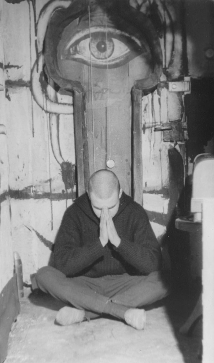 Young H.R. Giger in his hand-painted "Black Room" where he used to hold ...