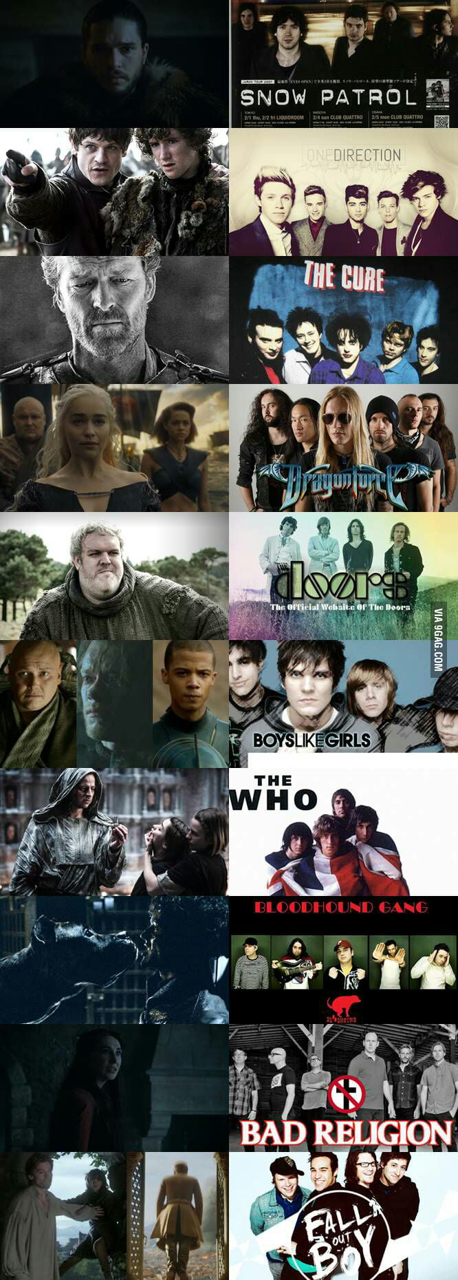 GoT characters and their favorite bands - 9GAG