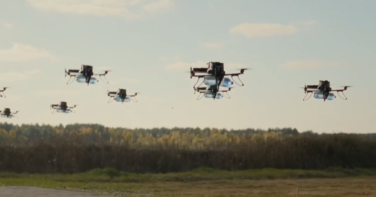 The future is exciting... "swarm of drones" technology was presented by ...