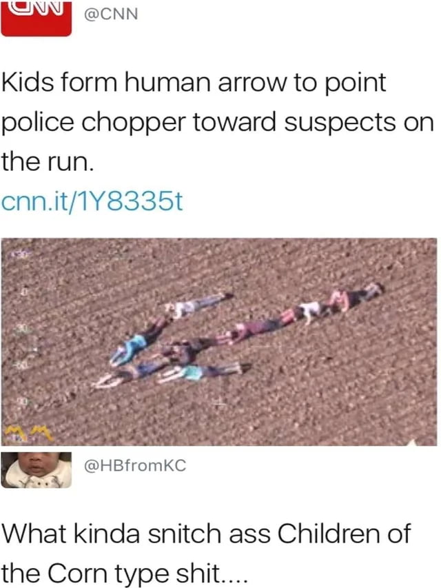 Snitch kids forming human arrows. - 9GAG
