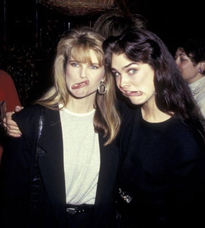 Model Christy Brinkley and actress Brooke on February 10, 1987 - 9GAG