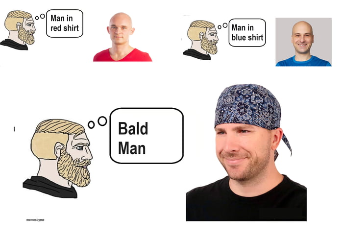 A bandana is a billboard saying "I'm Bald". - 9GAG