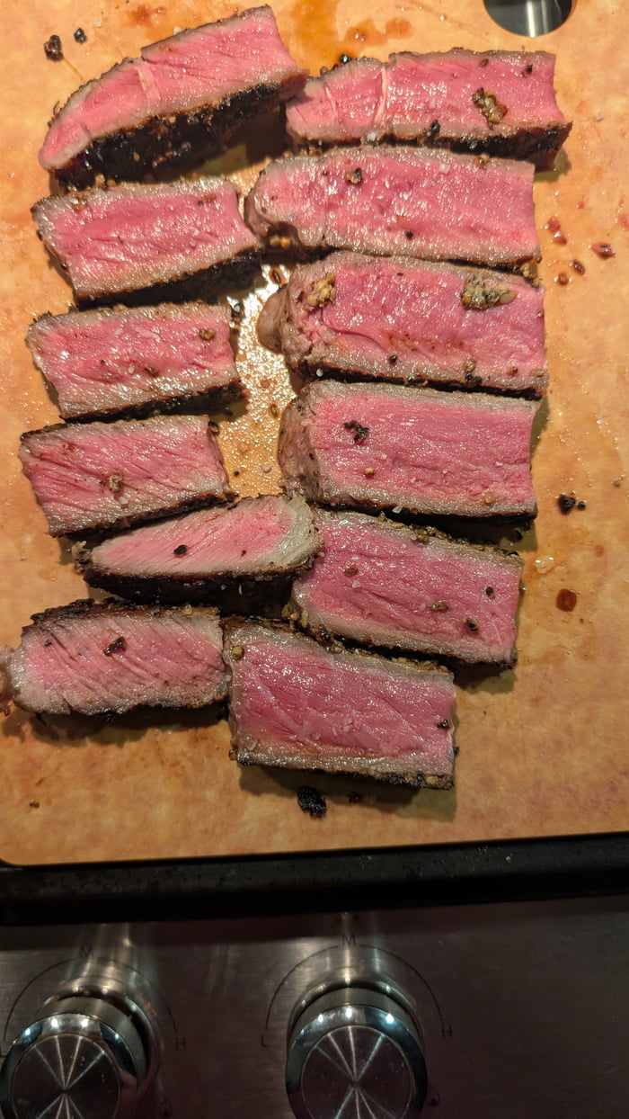 I'd say it's on the rare side of medium rare. My buddy says it's ...