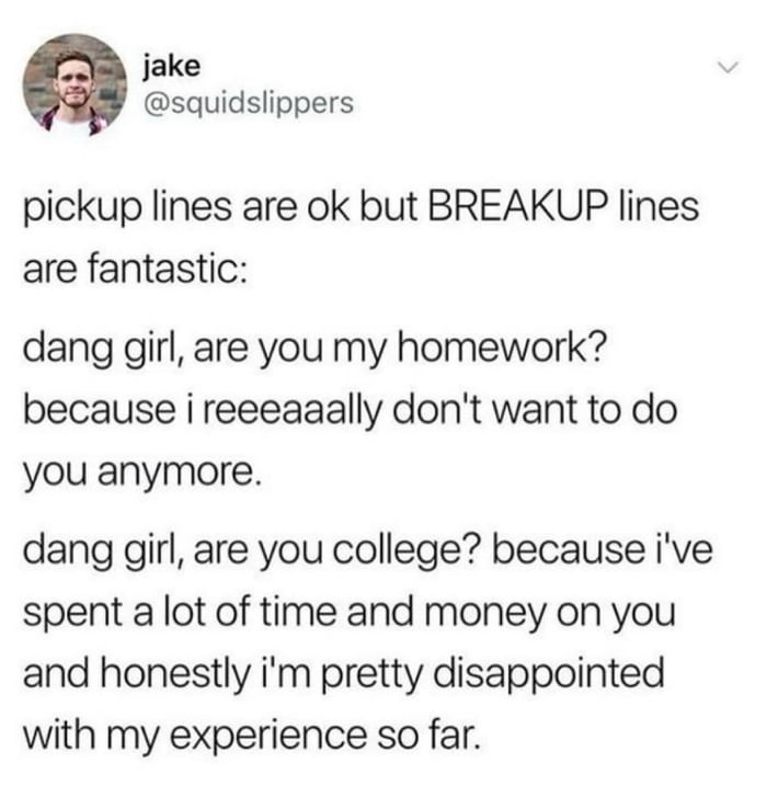 When breakup lines hit harder than pickup lines - 9GAG