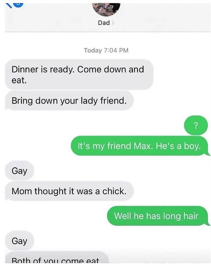 When hair length determines gender at dinner time - 9GAG