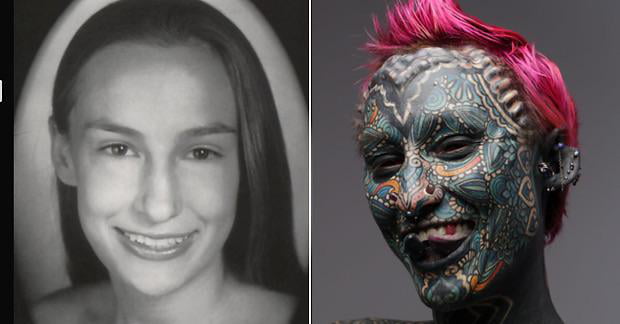 Esperance Fuerzina before she was the most tattooed and body modification women and now - 9GAG