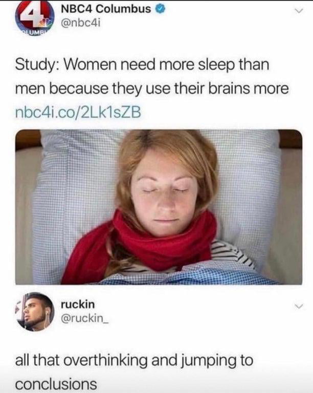 Women's Brains: The Need for More Sleep Explained - 9GAG