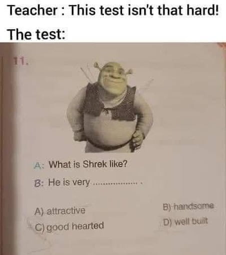 The hardest test question ever. All of the above is the only right ...