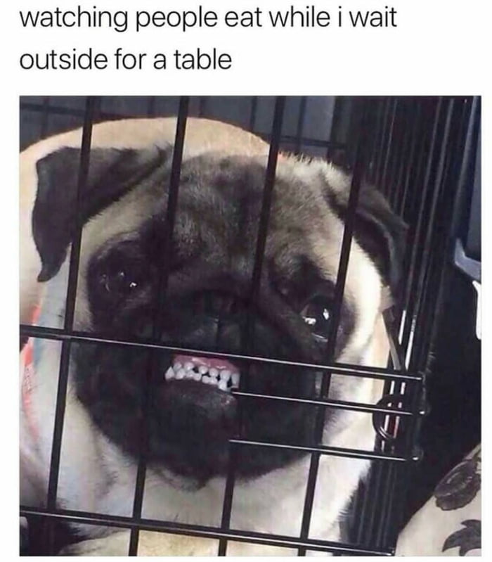 The hunger pangs are hitting hard while waiting for a table. - 9GAG