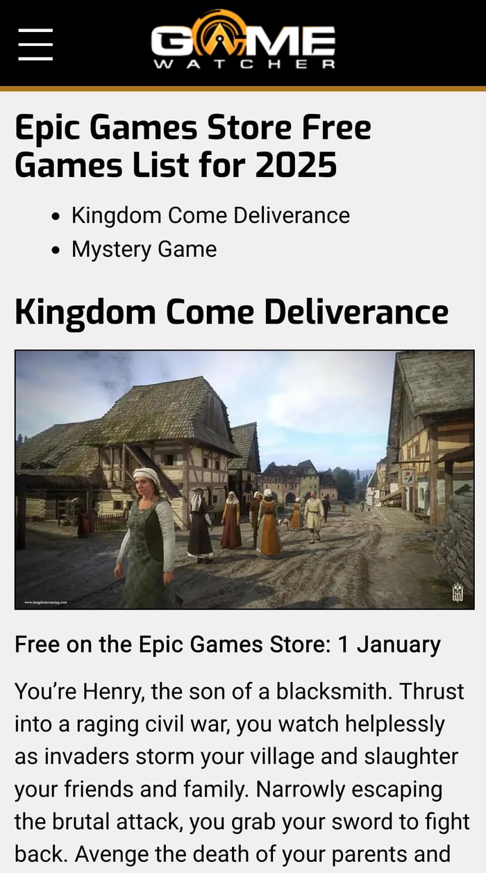 KCD 1 is free right now on Epic - 9GAG