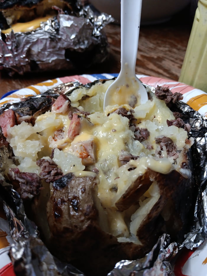 Here's my grilled loaded potato. Greetings from South Texas. - 9GAG