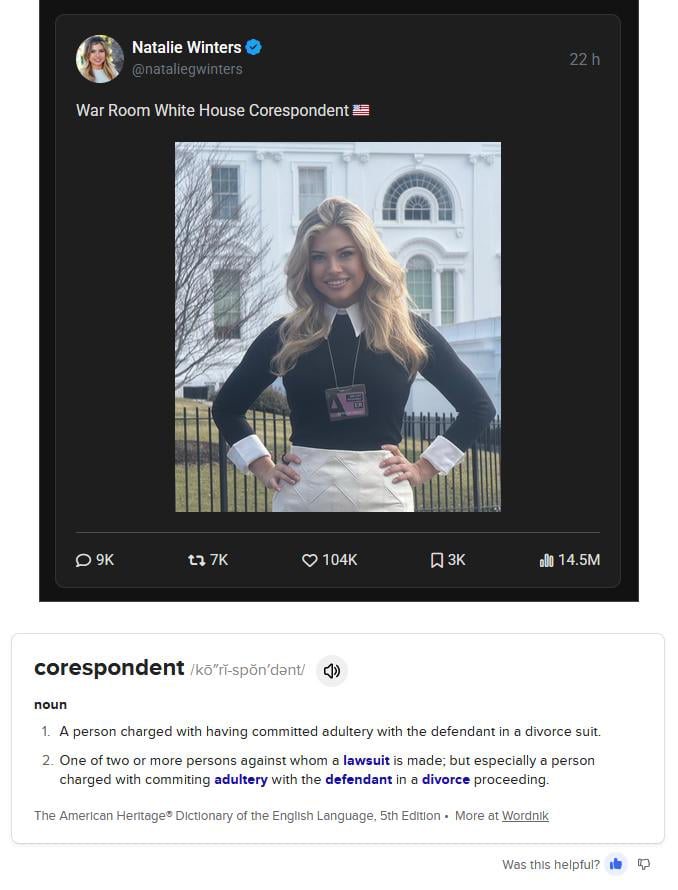 The Irony - of a bLoNdE Trump Corespondent. Definitely not a DEI hire. - 9GAG