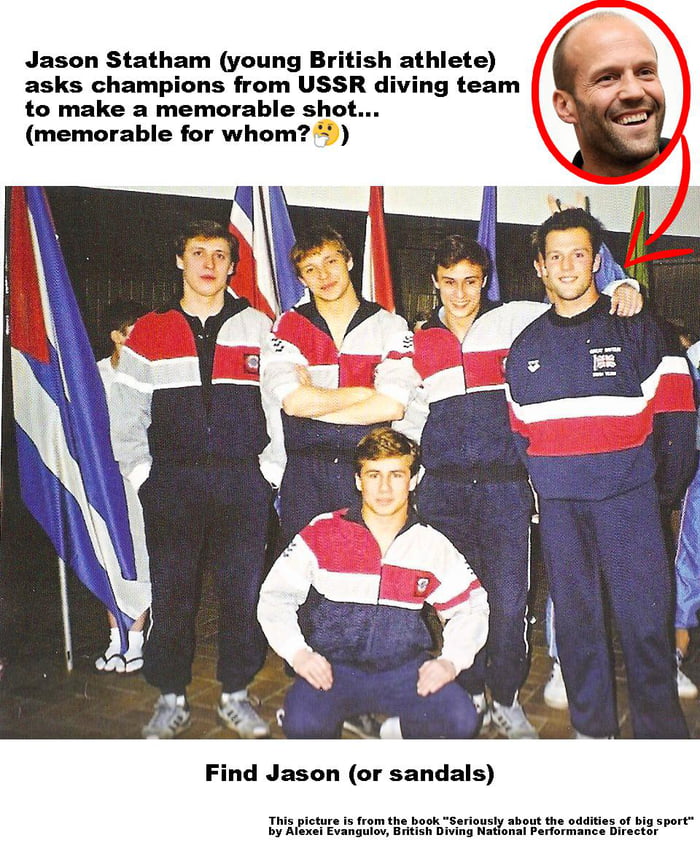 Jason Statham from UK diving team asks top-athletes from USSR team to ...