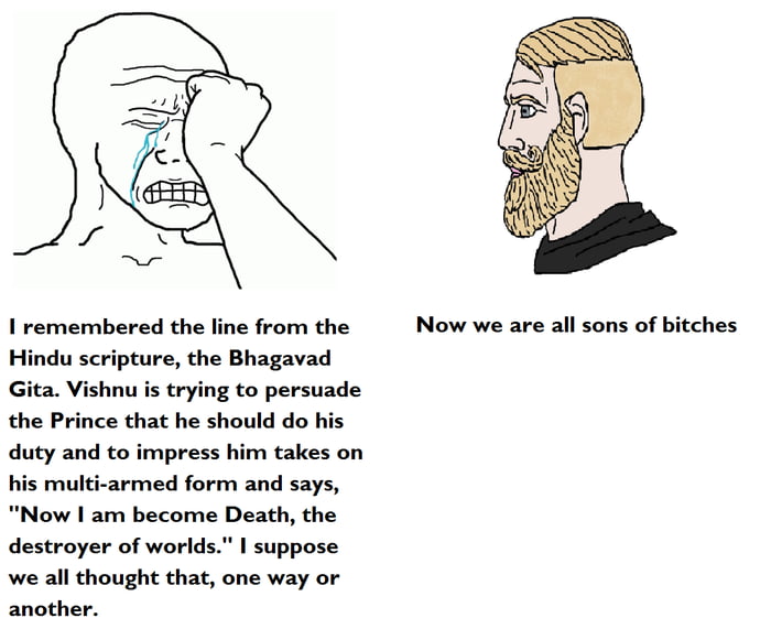 Virgin Oppenheimer vs Chad Bainbridge - 9GAG