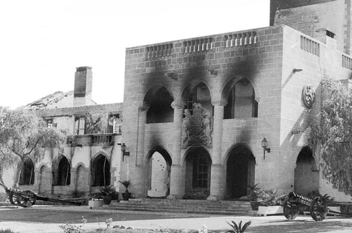 The Cypriot Presidential Palace after the coup d'etat on July 15th 1974 ...