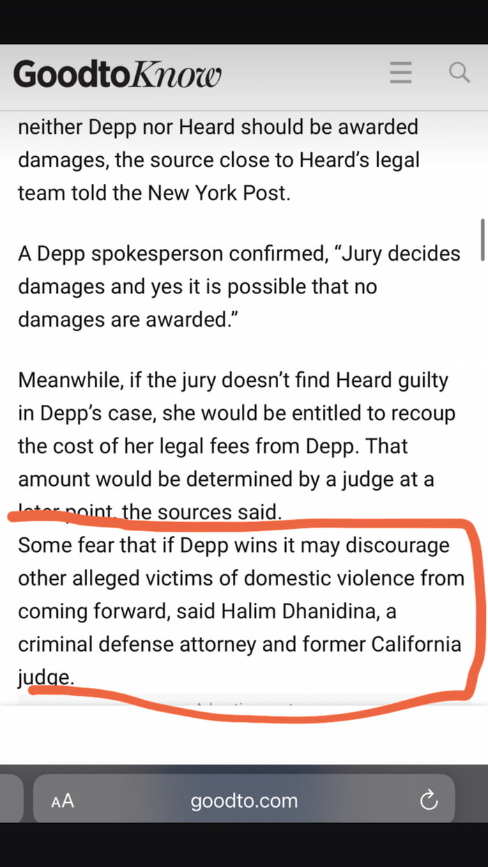 So if Johnny wins it will discourage other victims smh… What about if A ...