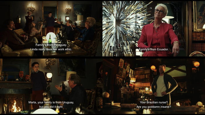 In Knives Out (2019), the Thrombey family constantly professes that ...