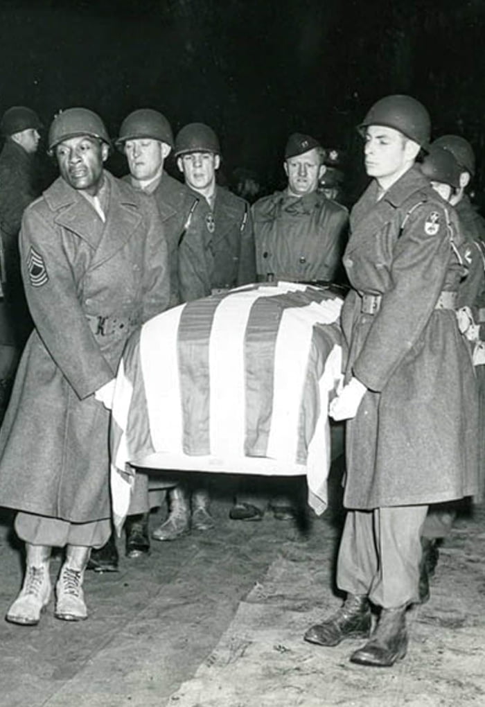 General George Patton’s pall bearers carry his casket on its journey to ...