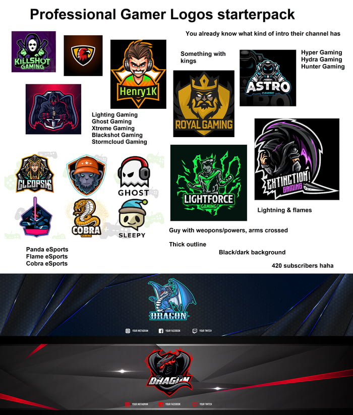 "Professional" Gamer logos starterpack - 9GAG