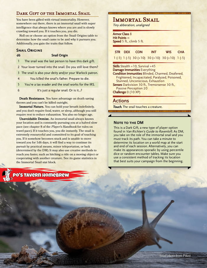 For those who want to incorporate the Snail into your campaign. - 9GAG