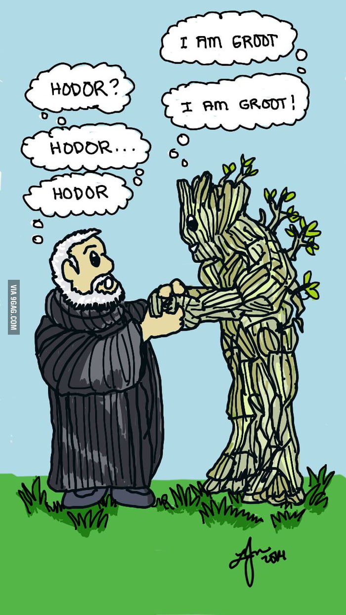 Hodor meets Groot "A Cute Conversation" - 9GAG