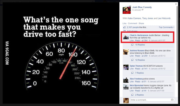 What's the one song that makes you drive too fast? - 9GAG