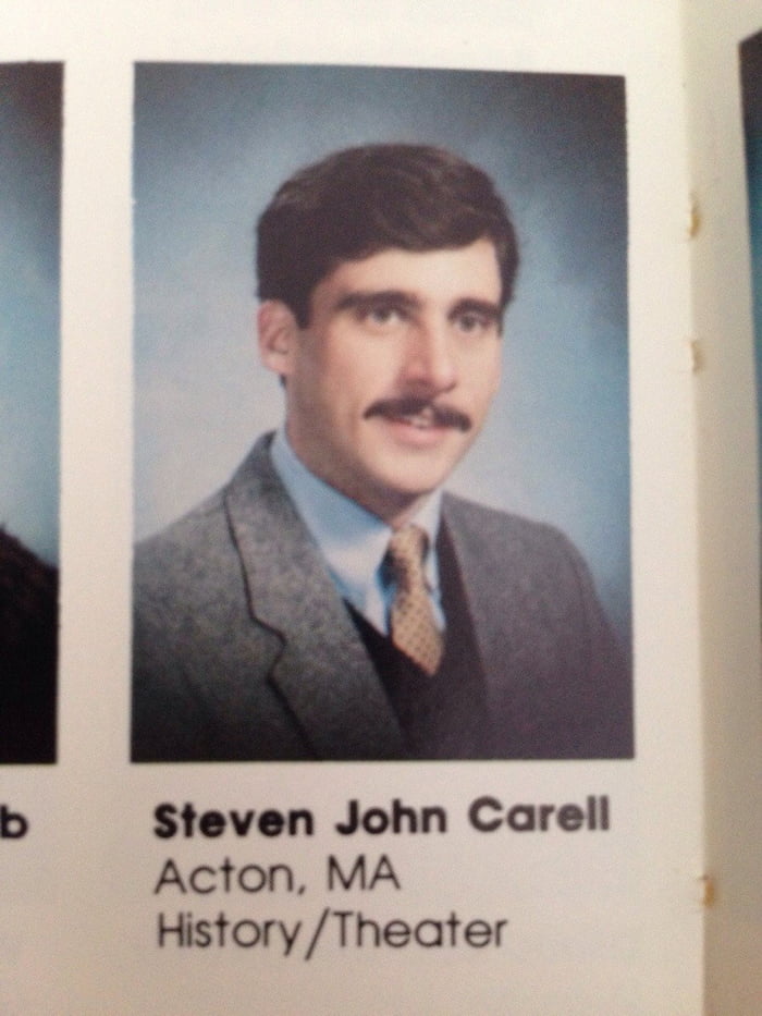 Let's all just take in Steve Carell yearbook photo - 9GAG