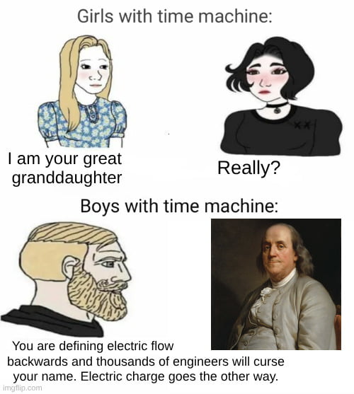 The convention that positive charges move was invented before the discovery of the electron. - 9GAG