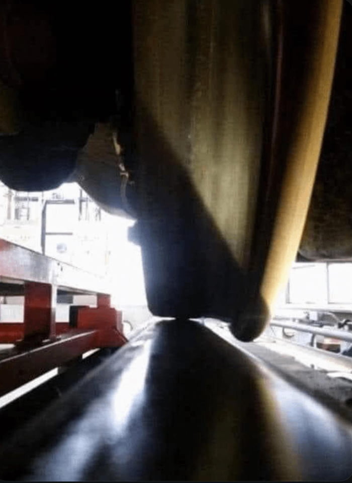 The surprisingly small contact point between a train wheel and the rail. - 9GAG