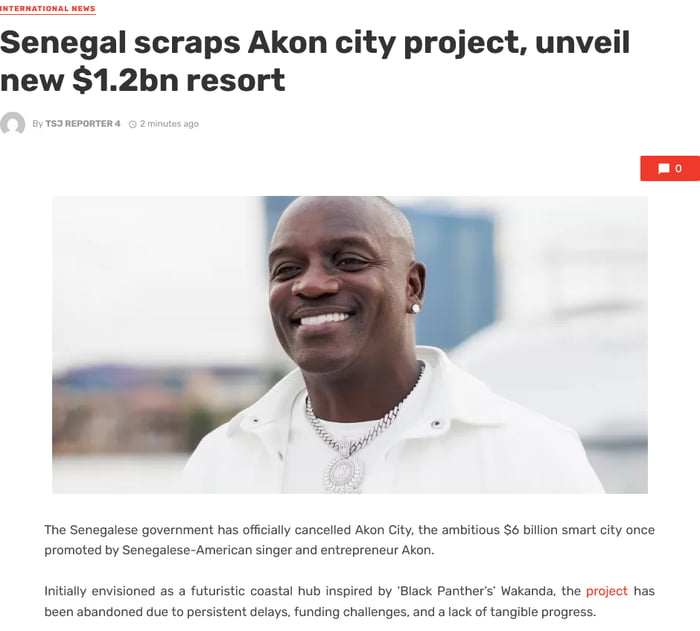 The Senegalese government has officially cancelled Akon City AKA ...