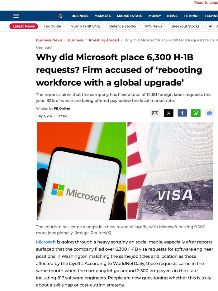 They fired the same number of People as the H1-B visas requested and approved 1 month before ...