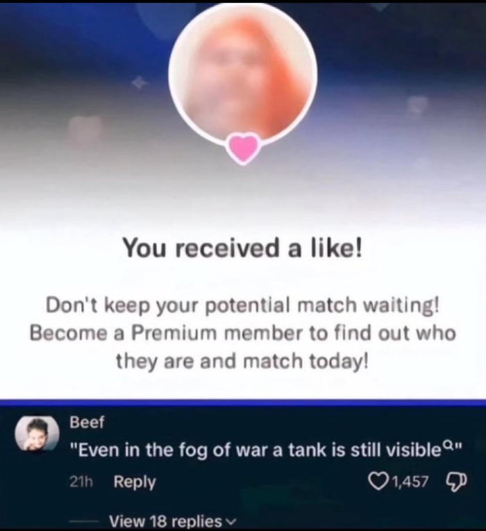 When you get a like but it's clearly a tank in the fog of war - 9GAG