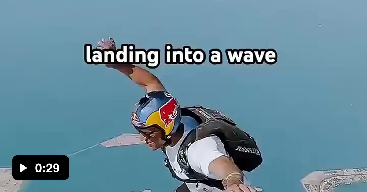 Parachuting into surfing a wave - 9GAG