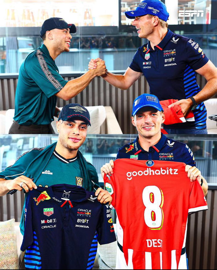 PSV's Sergiño Dest and Formula 1 World Champion Max Verstappen swap shirts - 9GAG