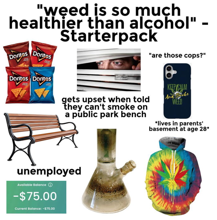"weed is so much healthier than alcohol" - Starterpack - 9GAG