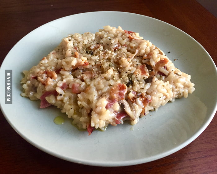 Bacon, Garlic, and Parmesan Risotto - 9GAG