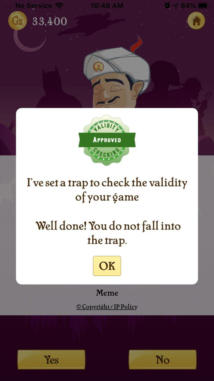Akinator will intentionally put a fake result to prevent you from ...
