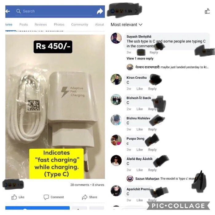Some guy put an ad about usb type "C" cable charger and prople acutally ...