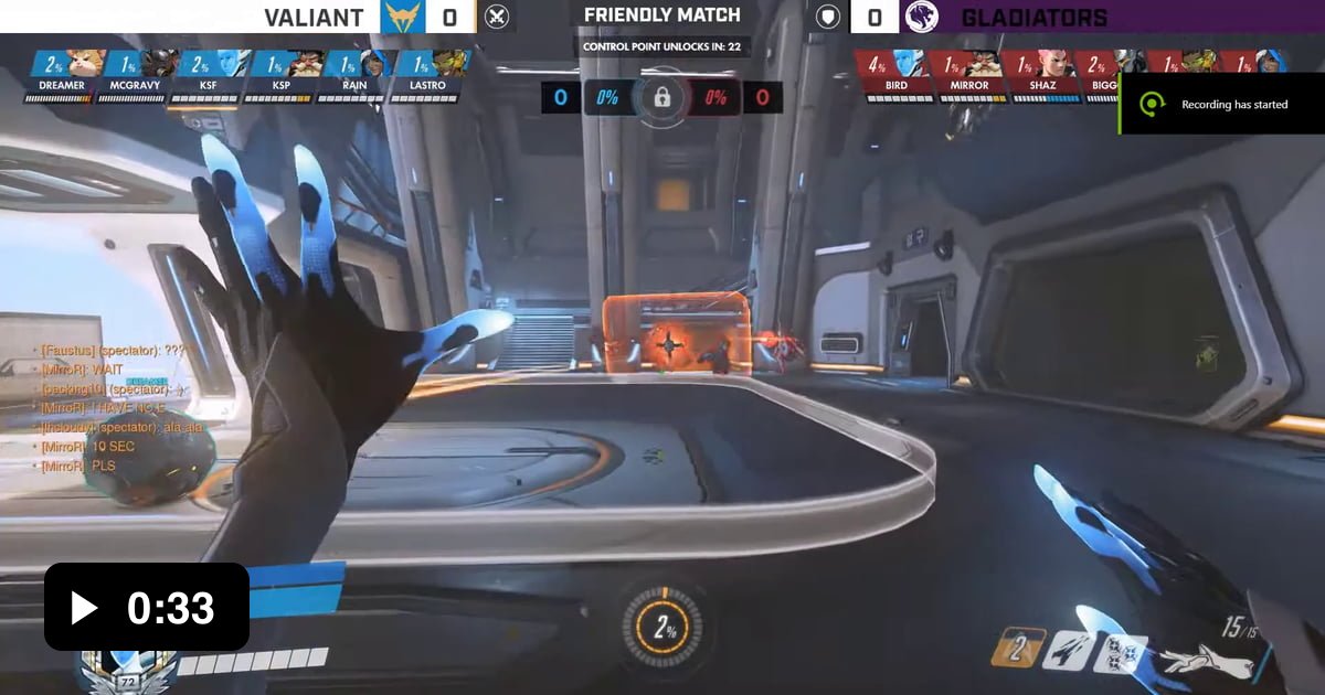 Overwatch League Friendly Match. (Gladiator vs Valiant Torb hammer 1v1 ...