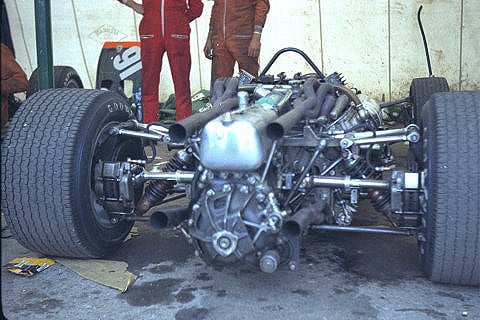 The Brabham P38, powered by a 16 cylinder ,3 liter, twin boxer 8 ...