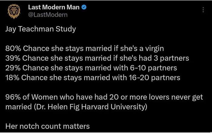 Women's body count matters. Dont marry a 304 - 9GAG
