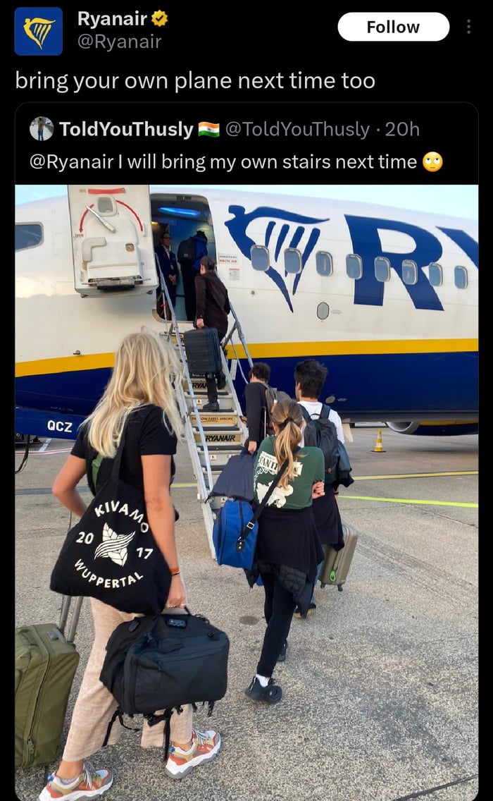 RyanAir admin got no chill - 9GAG