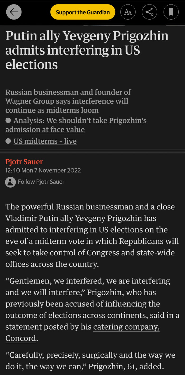 Wagner Owner - Yevgeny Prigozhin Openly Claims Credit for US Election Interference. Something is ...