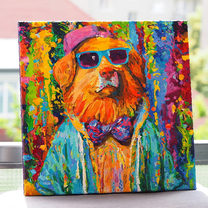 Painted this a while ago, a wonderful Golden Retriever at an old school ...