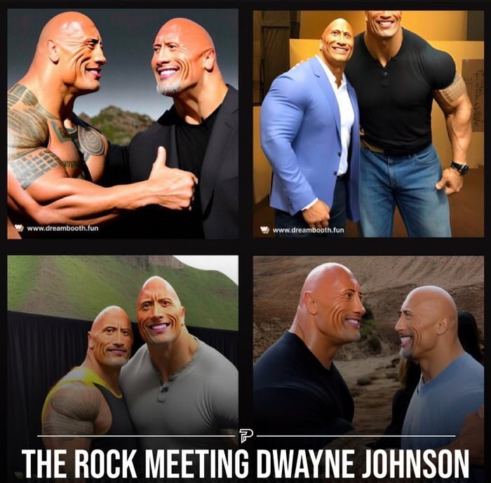 AI-generated image of The Rock meeting Dwayne Johnson - 9GAG