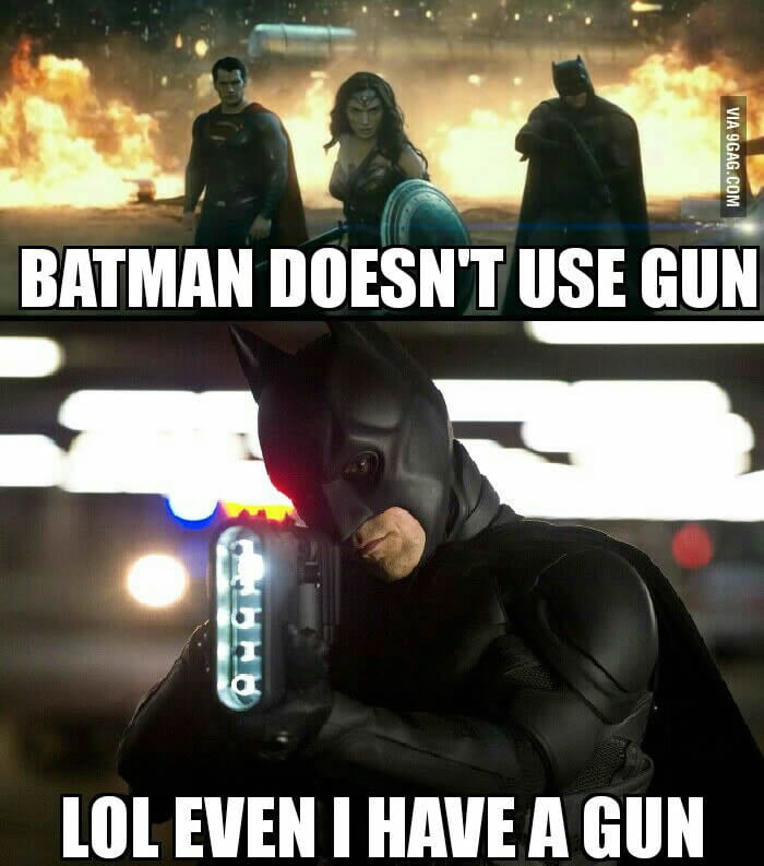 For batman "fans" who questions why Affleck's batman use a gun. P.s ...